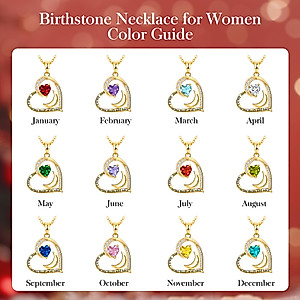 DFUNH Heart Necklace for Women Gold Necklace for Womens Birthstone Jewelry for Women Necklaces for Wife Girlfriend I Love You Necklaces(G-Jan-Garnet)