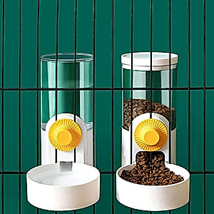 Puovez Dog Cage Automatic Kennel Feeder, Pet Cage Suspended Water Dispenser, Food And Water Dispenser Hanging Bowls, For Small, Medium And Large Cats And Dogs Food And Water Distribution (white)