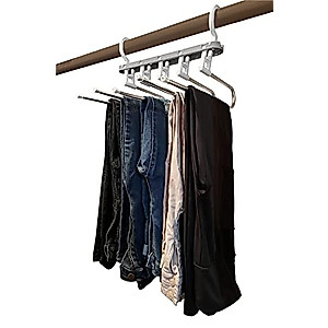 5 Tier Multi-Functional Space Saving Pants Hangers for Hanging Pants, Scarfs, Belts, Shirts, Etc. (Multiple Colors) (Blue)