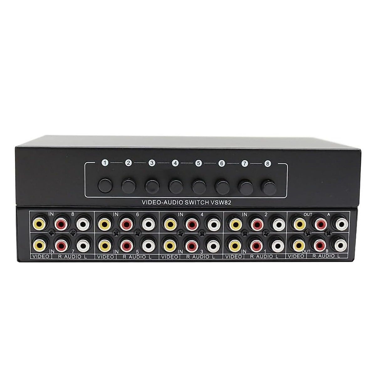 Suckoo 8 Port 3RCA AV Audio Video Switcher Splitter 8 in 2 Out 4 in 2 Out DVD Player Game Console TV Box External 2 Way TV Monitor Projector Composite AV switcher Switch Box