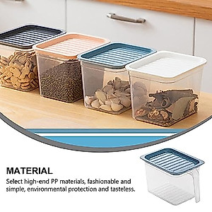 Cabilock Flour Container 5pcs Kitchen Food Containers 3 Layer Fridge Storage Bins Organizer with Lids Handle for Refrigerator Cabinet Desk Blue Size S Freezer Storage Bins