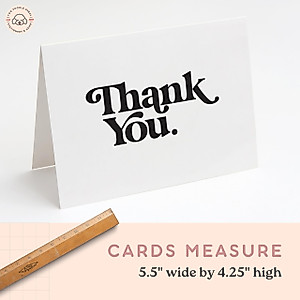 Two Poodle Press 20 Boho Wedding Black and White Classic Thank You Cards with Kraft Envelopes - Modern Bohemian Wedding or Baby Shower - Bell