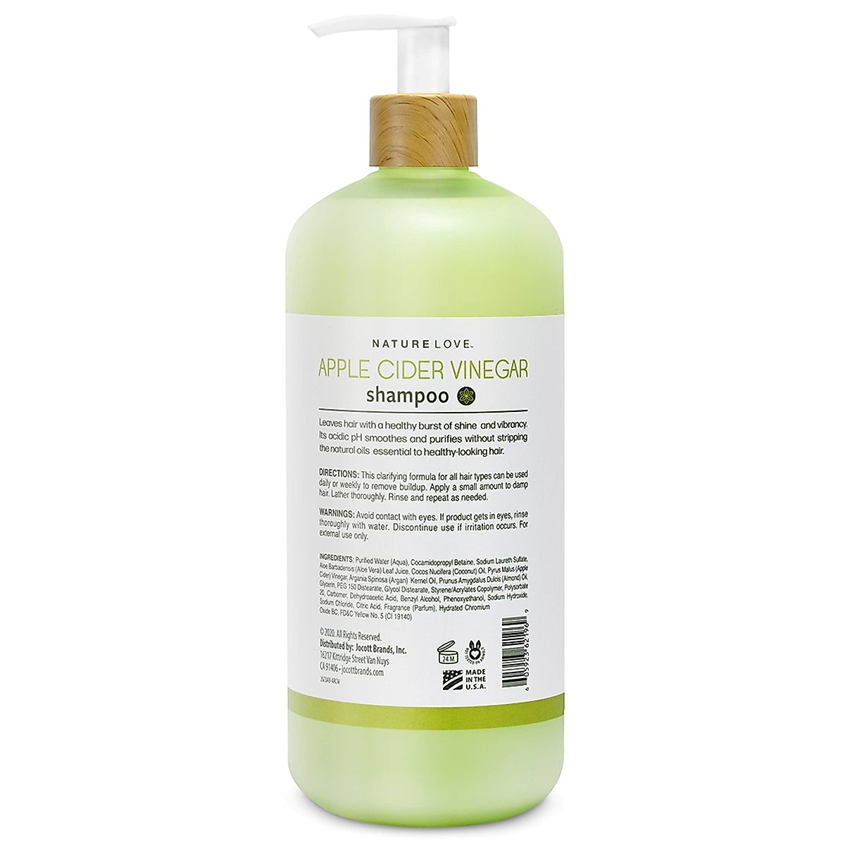 Nature Love Apple Cider Vinegar Shampoo | Clarify + Shine | Revitalize Hair and Scalp | Purifies Without Stripping | Paraben Free, Cruelty Free, Made in USA (25 oz)