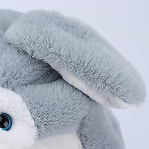 Hopearl Husky Hat with Ears Moving Jumping Pop Up Beating Hat Plush Holiday Cosplay Dress Up Funny Gift for Kids Girls, Gray, 22''