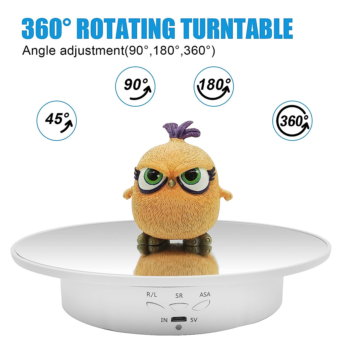 Fotoconic Motorized Rotating Display Stand, 20CM /Load 8KG, 360 Degree Electric Rotating Turntable for Photography Products, Jewelry, Cake,3D Model,Mirror Cover (White)