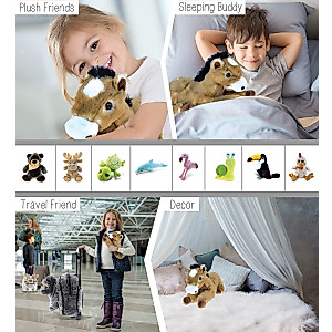 DolliBu Lying Brown Horse Stuffed Animal - Super Soft Plush Horse, Floppy Farm Stuffed Animal, Cute Stuffed Horse Gifts for Girls, Boys, Realistic Horse for Toddler, Kids, and Adults - 10.5 Inches