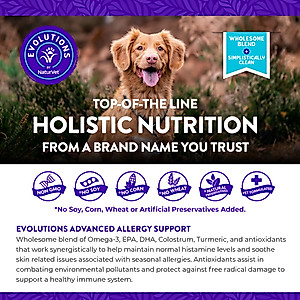 NaturVet Evolutions Advanced Allergy Support 180ct Soft Chews for Dogs - Omega-3, Anchovy Oil, Colostrum, Turmeric, Quercetin, Probiotic - Help Maintain Normal Histamine Levels