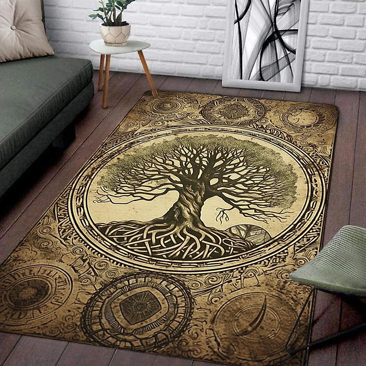 Tree of Life Celtic Rug - Tree of Life Rug Tree of Life Decor Viking Carpet Microfiber Area Rugs Viking Decor Machine Washable Rug Viking Nonslip Rug Viking Large Area Rug Viking Indoor Outdoor Rugs