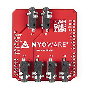 MyoWare 2.0 compatible with Arduino Shield- Connect to your compatible with Arduino R3 board & your MyoWare 2.0 Muscle sensor- Connect up to 6 sensors and/or link shields using TRS to TRS audio cables