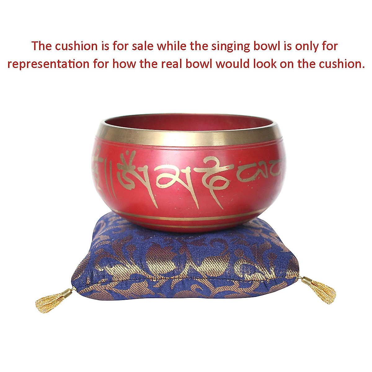 Singing Bowl Cushion For Tibetan Handmade Brocade Art Silk Square Cushions Home Decor Jewelry display (6" x 6" Inch, Navy Blue)