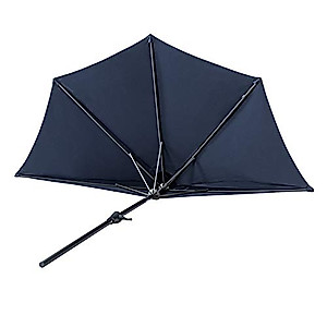 FLAME&SHADE 9 ft Half Round Outdoor Market Patio Table Umbrella with Tilt for Wall Balcony, Navy Blue