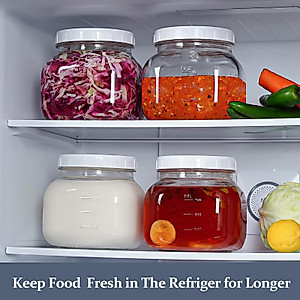 Folinstall 81 Oz/0.6 Gallon Airtight Glass Jar with Lids, Wide Mouth Half Gallon Mason Jar for Pickle, Cookie, Kombucha, Flour, Sugar. Set of 2 Large Pickle Jar with 2 Scale Marks