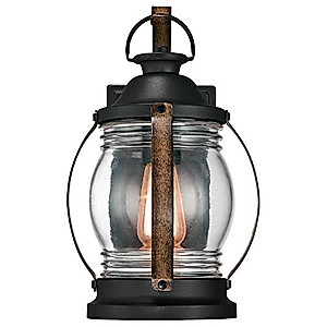 Westinghouse Lighting 6335100 Canyon One-Light Outdoor Wall Fixture, Textured Black and Barnwood Finish with Clear Glass