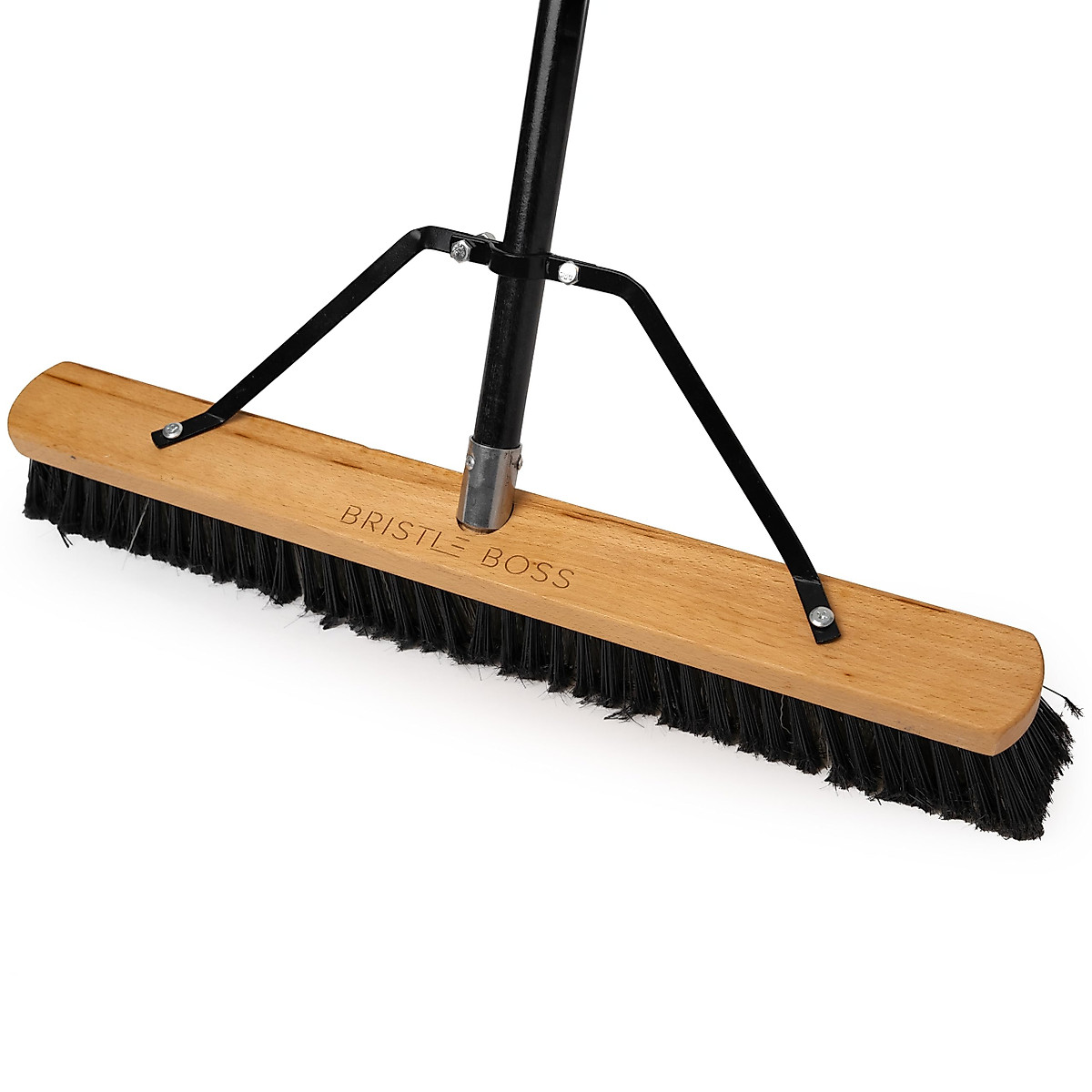 BRISTLE BOSS- 24 inch Push Broom for Outdoors- Outdoor Broom with Durable Steel Braces, Heavy-Duty Push Broom, Outdoor Broom for driveways, Garage Push Brooms, Push Broom Outdoor, Patio Sweeping