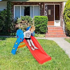 KOTEK Folding Toddler Slide for Indoor and Outdoor, Freestanding Baby Play Climber Slide Set, 2 Steps Climber, Easy Storage, Playground Toy for Children Kids