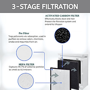 Nispira LV-PUR131 Filter Replacement for Levoit Air Purifier LV-PUR131 3-in-1 HEPA Carbon 2 Sets
