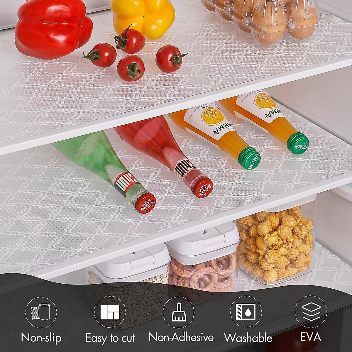 Cooyes Shelf Liner –– Non-Slip Shelf Liners for Kitchen Cabinets – Waterproof Cabinet Liner with Modern Pattern – Durable EVA Washable Refrigerator Drawers Mat for Shelves, Pantry(17.7" x 78.7")