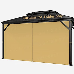 SunCula 10' x 10' Gazebo Universal Replacement Privacy Curtains - Canopy Side Wall Privacy Panel with Zipper, 1 Panel Sidewall ONLY (Khaki)