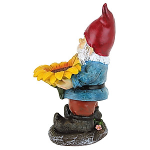 Design Toscano QM19474 Sunflower Sammy Garden Gnome Birdfeeder Statue, full color