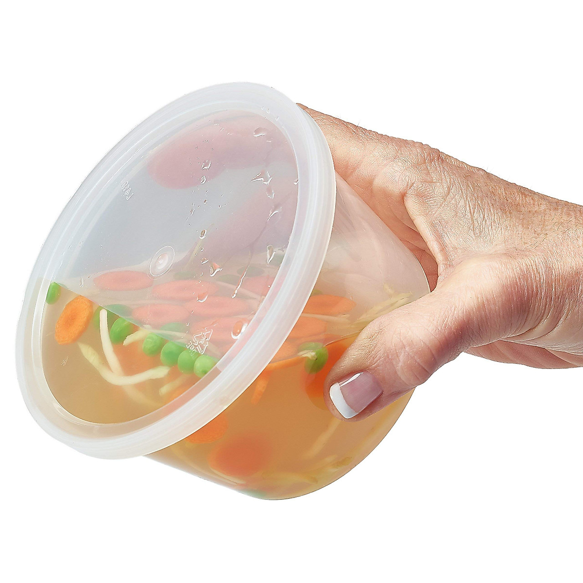 DuraHome Food Storage Containers with Lids 8oz, 16oz, 32oz Freezer Deli Cups Combo Pack, 44 Sets BPA-Free Leakproof Round Clear Takeout Container Meal Prep Microwavable, Airtight Lids (Mixed Sizes)