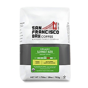 San Francisco Bay Ground Coffee - Organic Rainforest Blend (28oz Bag), Medium Dark Roast