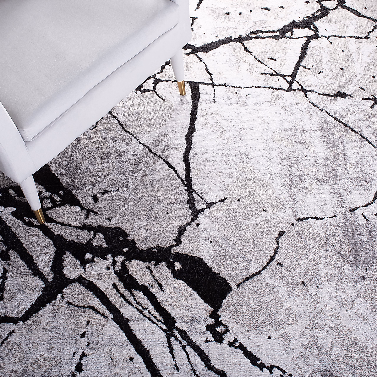 SAFAVIEH Amelia Collection Area Rug - 8' x 10', Grey & Black, Modern Abstract Design, Non-Shedding & Easy Care, Ideal for High Traffic Areas in Living Room, Bedroom (ALA293K)