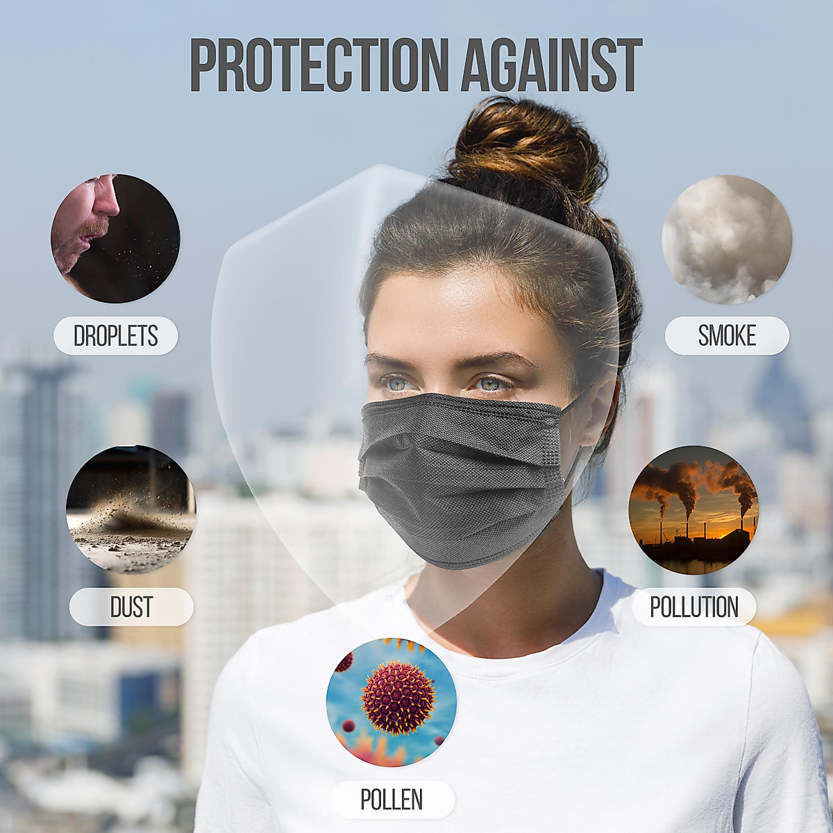 SereneLife 50 Count Disposable Face Masks | Breathable 3-Ply Layers | Made from Non-Woven Fabric | Comfortable Earloops | Daily Use & Personal Care | Easy to Use & Disposable | For Adults (Black)