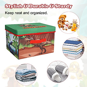 Grrrr-Dino Collapsible Toy Storage Box Chest with Lid and Playmat,Transforming Toy Box Foldable Dinosaur Floor Interactive Playmat for Toddlers Ages 3+
