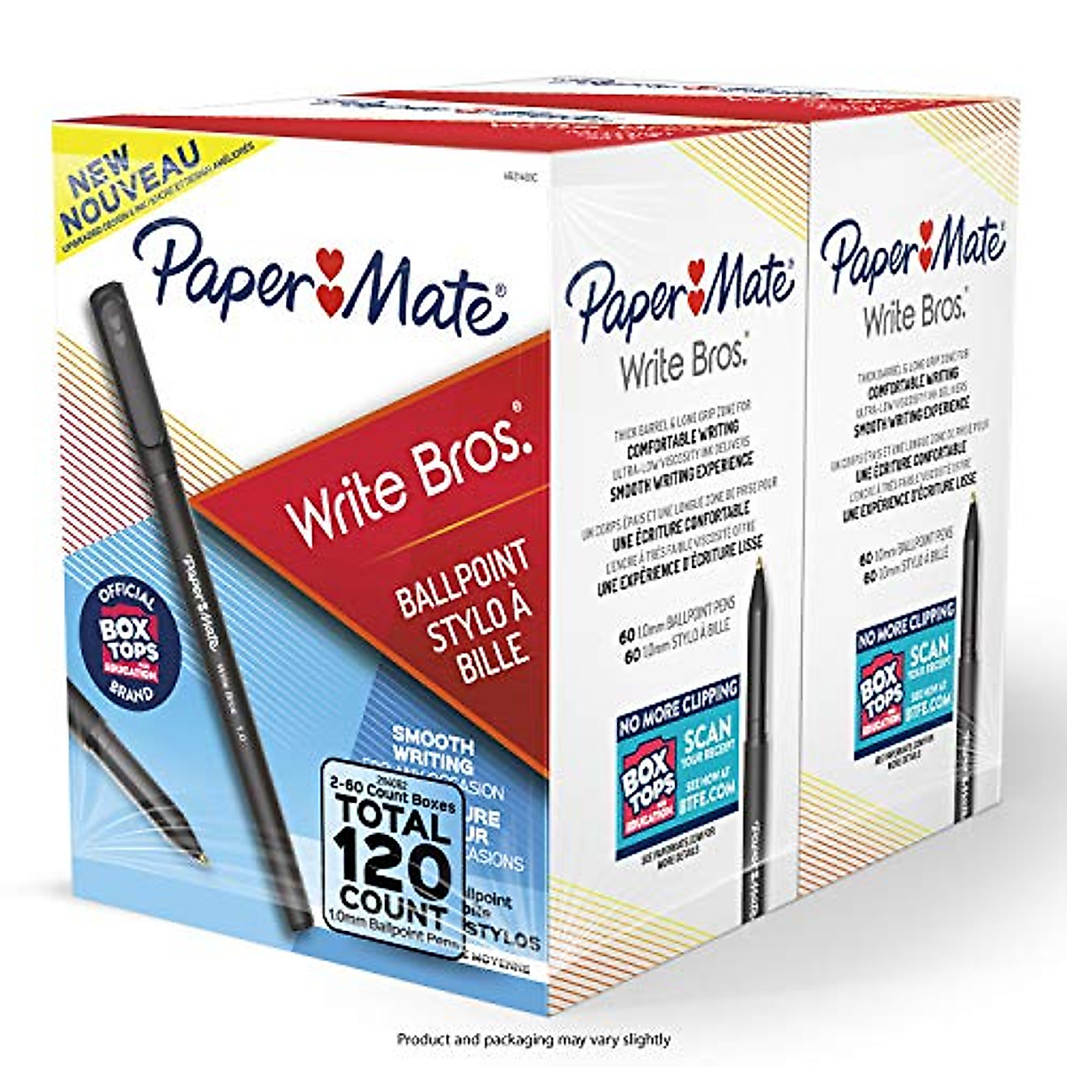 Paper Mate Ballpoint Pens, Write Bros. Black Ink Pens, Medium Point (1.0mm), 120 Count