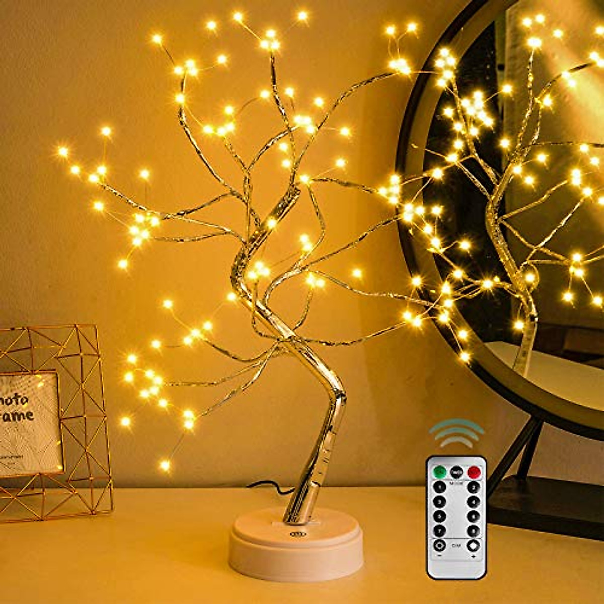 Upgraded Fairy Sparkly DIY Tree Lamp with Multifunction Remote Control, Spirit Artificial Bonsai Tree Night Lights, for Lighting Bedrooms Desktop Christmas Party (20”/108 Warm White Led)