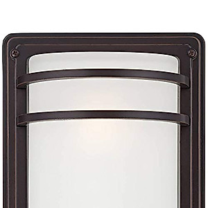 John Timberland Habitat Modern Industrial Outdoor Wall Light Fixture Rubbed Bronze Steel 16" Opal Etched Glass for Exterior House Porch Patio Outside Deck Garage Yard Front Door Garden Home