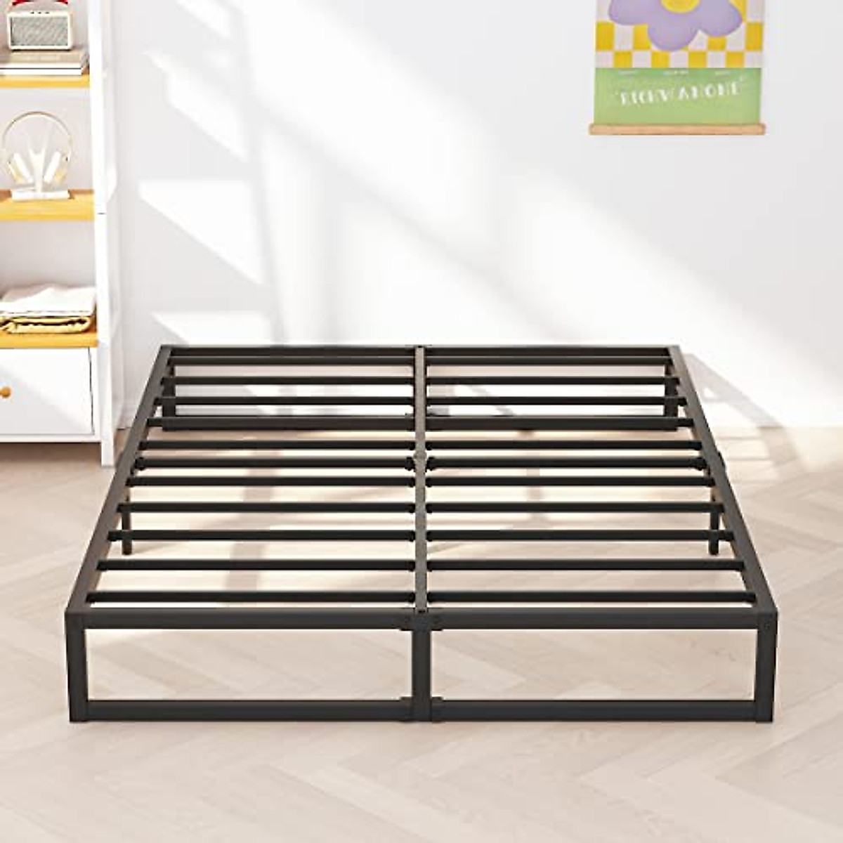 Richwanone 10 Inch King Size Bed Frame Metal Platform Mattress Foundation with Steel Slat Support, No Box Spring Needed, Easy Assembly, Black
