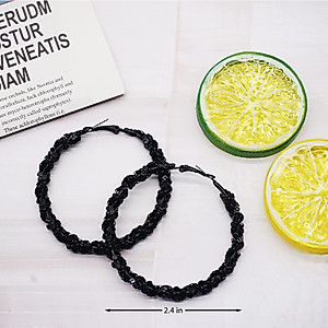 Black Hoop Earrings For Women Statement Oval Black Dangle Hoop Earrings Chunky Stainless Steel Black Cubic Hoop Earrings For Women Dainty Trendy Hypoallergenic Big Studs Earrings Jewelry