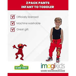 Sesame Street Elmo & Friends Baby Boys Fleece 2 Pack Jogger Pants 18 Months Black/Red