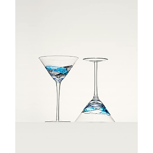 Antoni Barcelona Martini Glass BLUE – EXCLUSIVE BOX - Special Dry Cocktail 12 oz Refreshment Party Mediterranean Stunning Gift Drinkware Birthday Present Weddding Anniversary (Set 2)