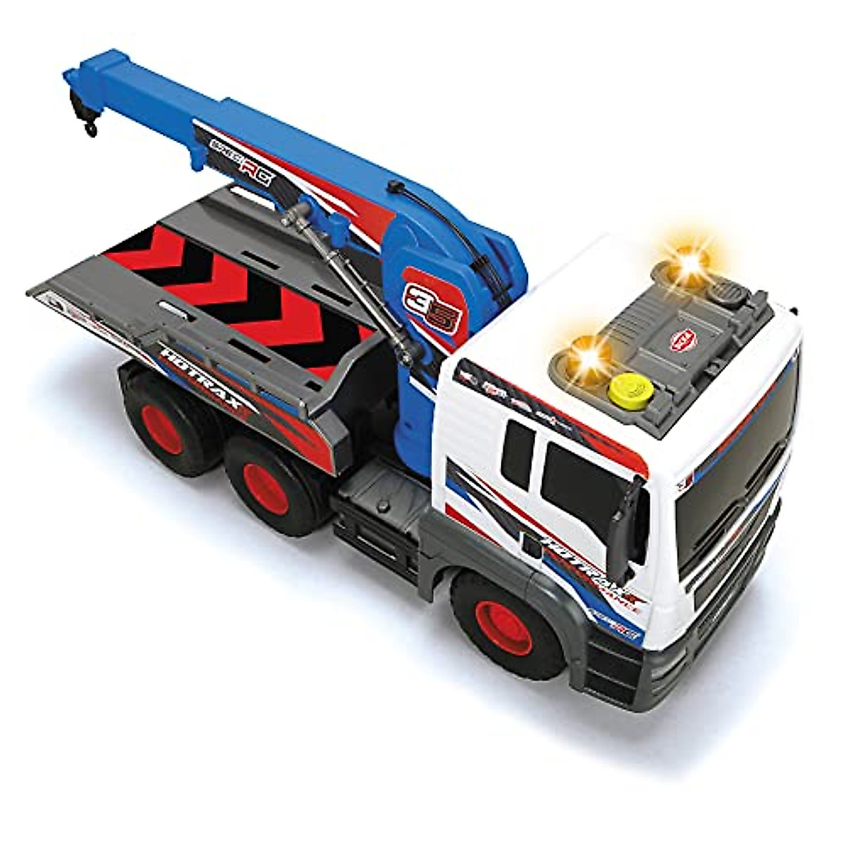 DICKIE TOYS 203749025 203749025 203749025 Tow Truck with Free-Wheel Motorised Crane Arm + 1 Car 55 cm Multi-Coloured