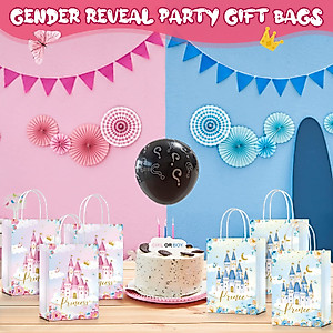 24 Pcs Princess Prince Party Favor Bags Prince Princess Castle Party Bags Princess Treat Bags with Handles Candy Goodie Bags for Gender Reveal Party Baby Shower Wedding Supplies (Princess and Prince)