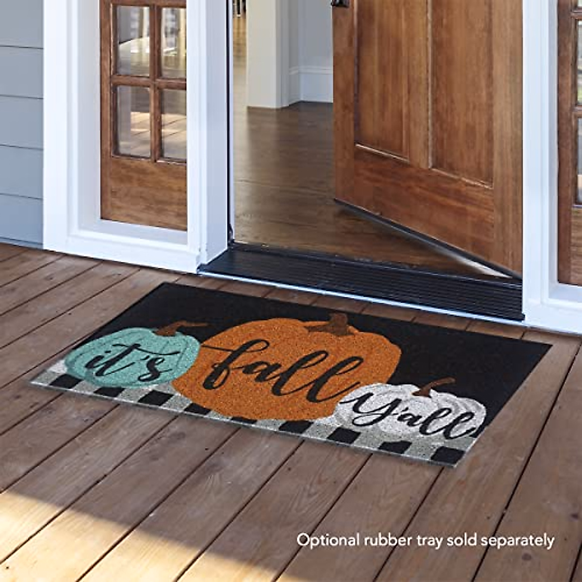 Briarwood Lane It's Fall Y'all Natural Fiber Coir Doormat Pumpkins Primitive 18" x 30"