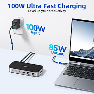 MOKiN Laptop Docking Station,16 in 1 Docking Station USB C Dock Triple Monitor,USB C Docking Station with 3 HDMI,PD 100W, USB 3.1/3.0/2.0,RJ 45 Ethernet,SD/TF,Audio for Dell/HP/Lenovo,Matte Black