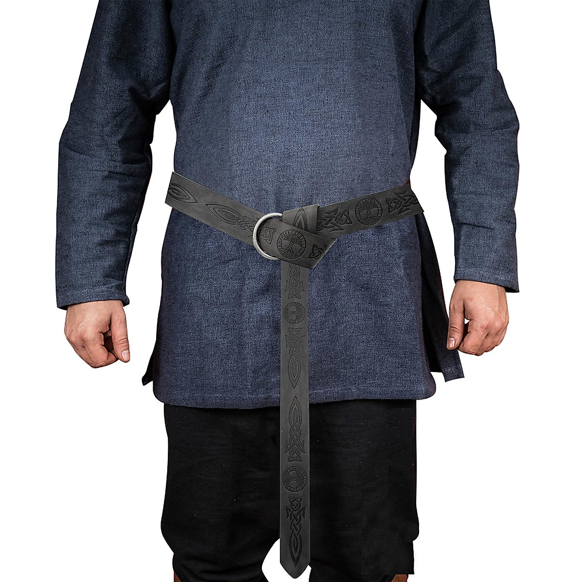 JAOYU Medieval Belt for Men Viking Leather Belt Womens Renaissance Belt Cosplay Belts Dark Knight Belt Ren Faire Accessories, Wjpd015-black