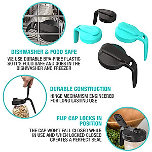 Masontops Multi Pour Top Mason Jar Lid with Handle - Wide Mouth Mason Jar Pour Spout Lid Pourer - Ball Mason Jar Pitcher Lid with Handle and Flip Cap