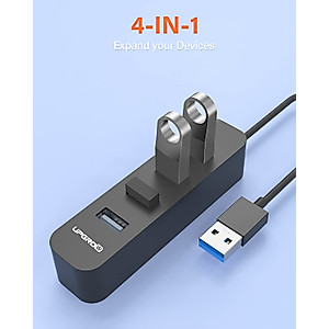Upgrow USB 3.0 Hub 4-Port USB Hub with 5 Gbps USB Splitter for Laptop MacBook Mac Pro Mac Mini iMac Surface Pro XPS PC Flash Drive Mobile HDD-Black