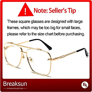 Breaksun Aviator Sunglasses - Vintage Diamond Cutting, Gradient Lens - Gold Frame, Clear Lens