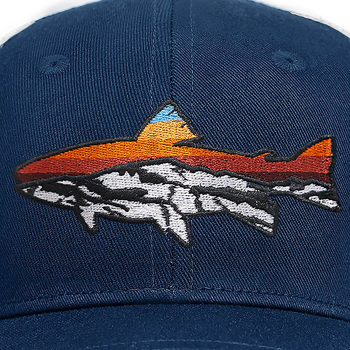 Pnkvnlo Trucker Hat for Men and Women - Outdoors Snapback Hats for Hiking, Climbing, Fishing, Outdoor Adventure - Salmon Mountain Navy