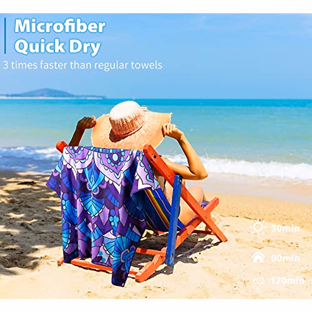 2 Pack Microfiber Oversized Lightweight Beach Towel 71"x32" XL Extra Large Thin Sand Free Towels Travel Swim Pool Yoga Gym Camping for Adults Women Men Beach Essentials Accessories Vacation Gift