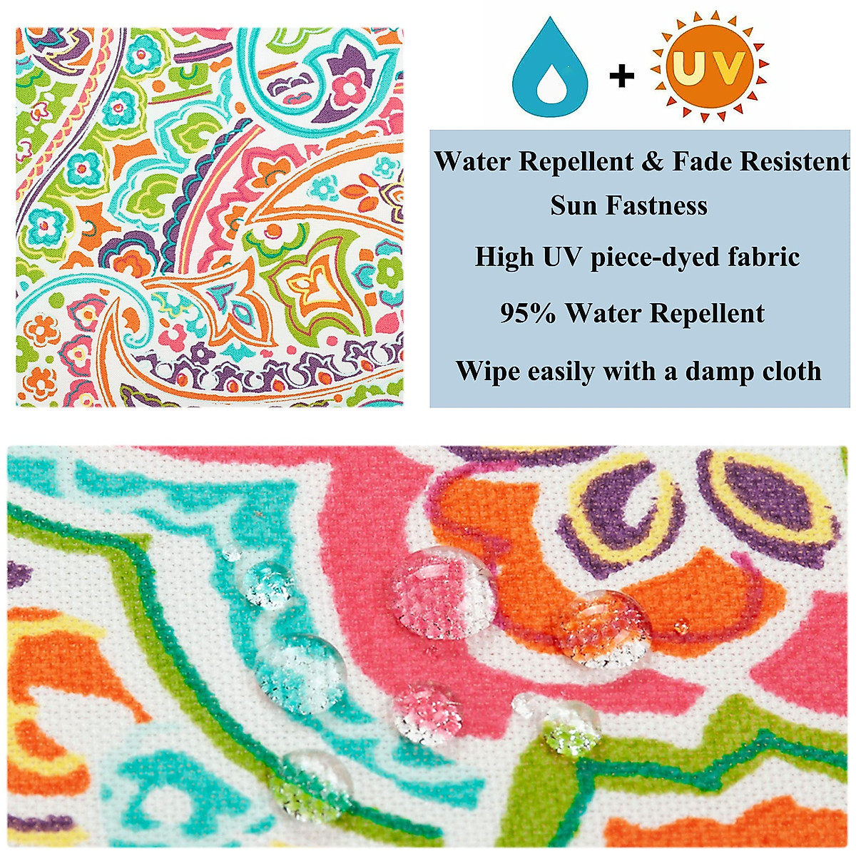 FUNHOME Patio Chair Cushions 18.5 x 18.5 x 2.5 Inch,Water-Resistant Outdoor Seat Cushions for Patio Furniture 2 Pack, Sqaure Chair Pads for Wicker Chair Seat, Melora Paisley