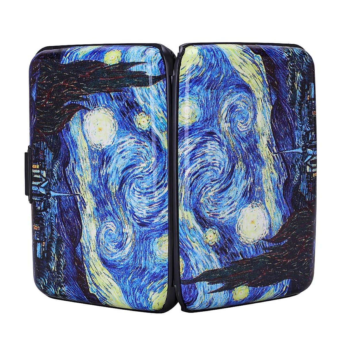 ELFISH RFID Blocking Credit Cards Holder Aluminum Wallet Metal ID Case for Men Women (see moon)