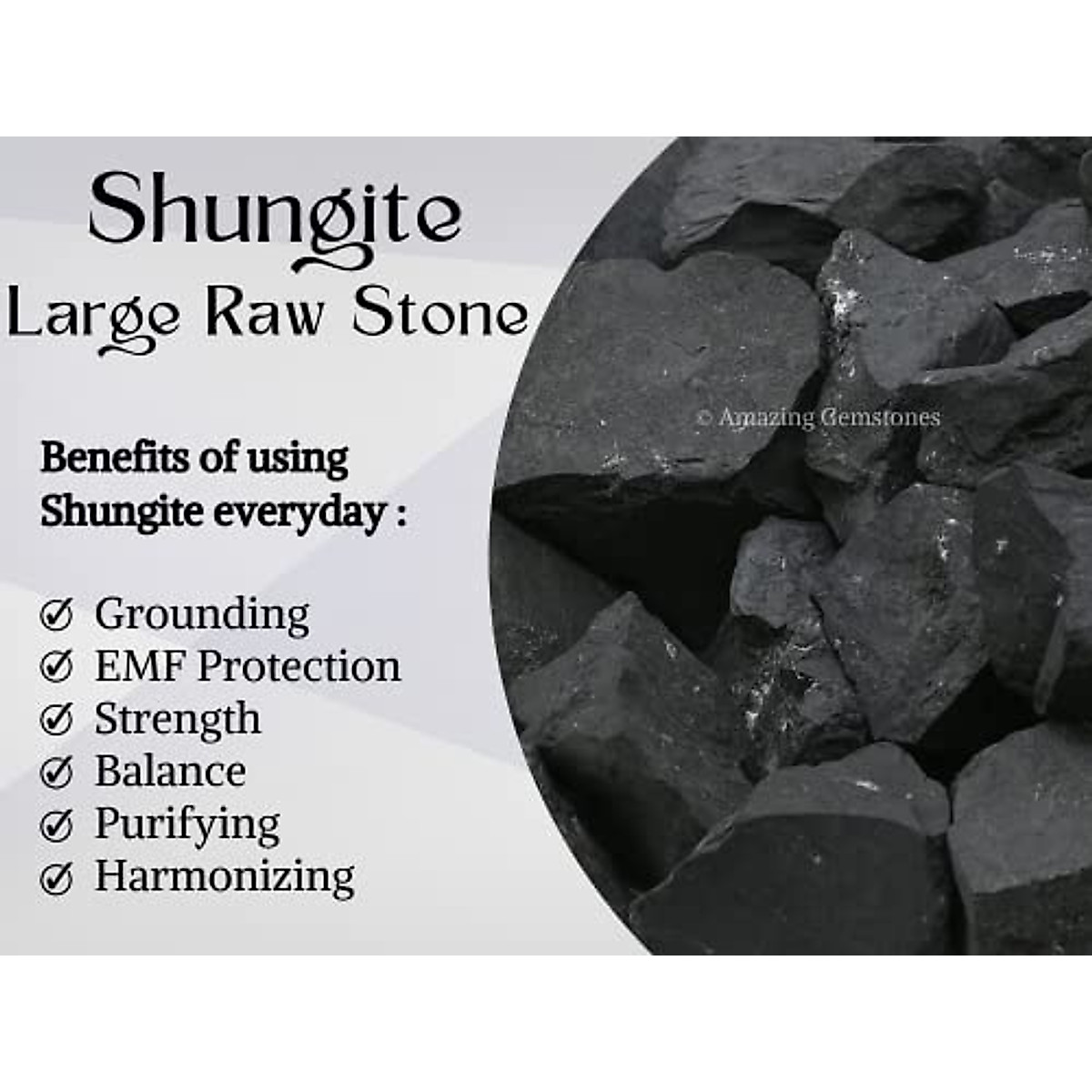 Raw Shungite Stones Crystal Rock, Real Shungite Stones for Water Purification - 30-70mm Piedra Shungite Original (5 Pieces)
