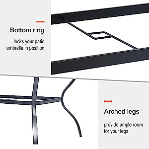 Virvla 7 Pieces Patio Dining Set Outdoor Furniture with 6 Stackable Aluminum/Resin Chairs and Rectangular Steel Table for Yard, Garden, Porch and Poolside - Black