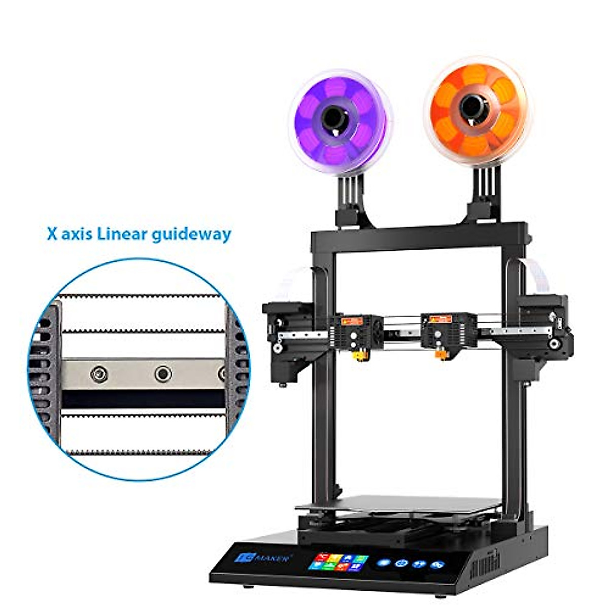 JGMAKER Large 3D Printer Artist-D Pro Auto Leveling IDEX Dual Extruder 3D Printers Direct Drive Extruder with Linear Rail X-axis Optical Endstop Meanwell Power Supply 32bit TMC2209 Driver